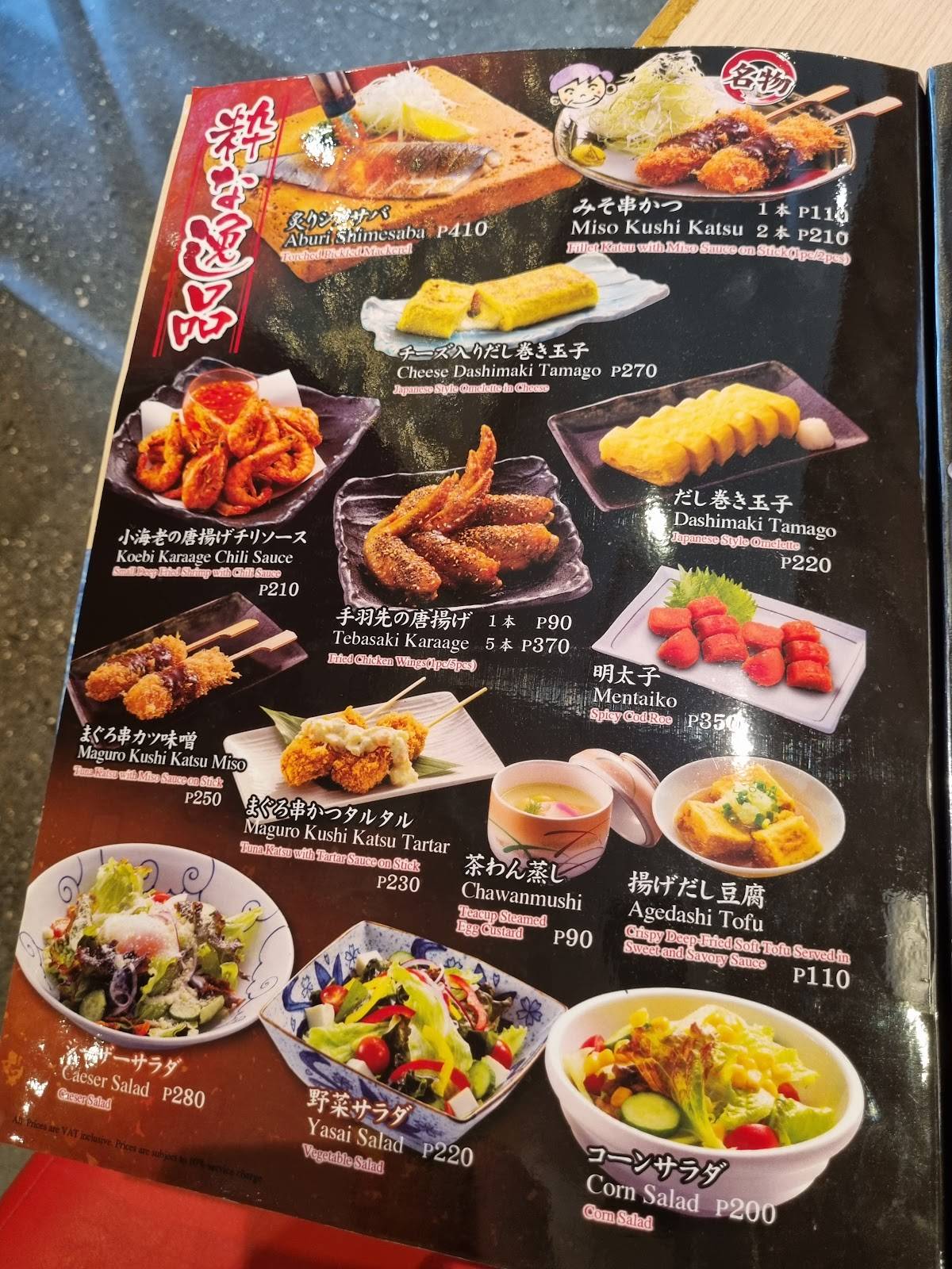 Menu at Musashi-Maru Authentic Japanese Restaurant, Makati