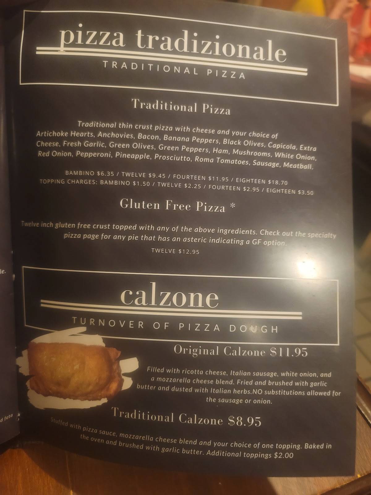 Menu at Teddy Spaghettis pizzeria, Muskegon