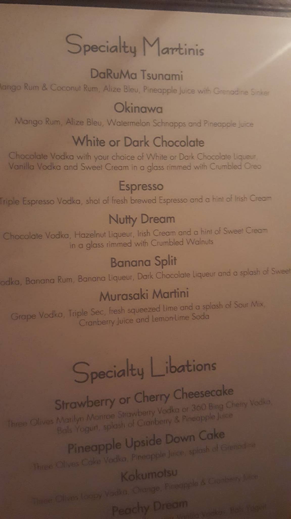Menu at DaRuMa Restaurant, Naples