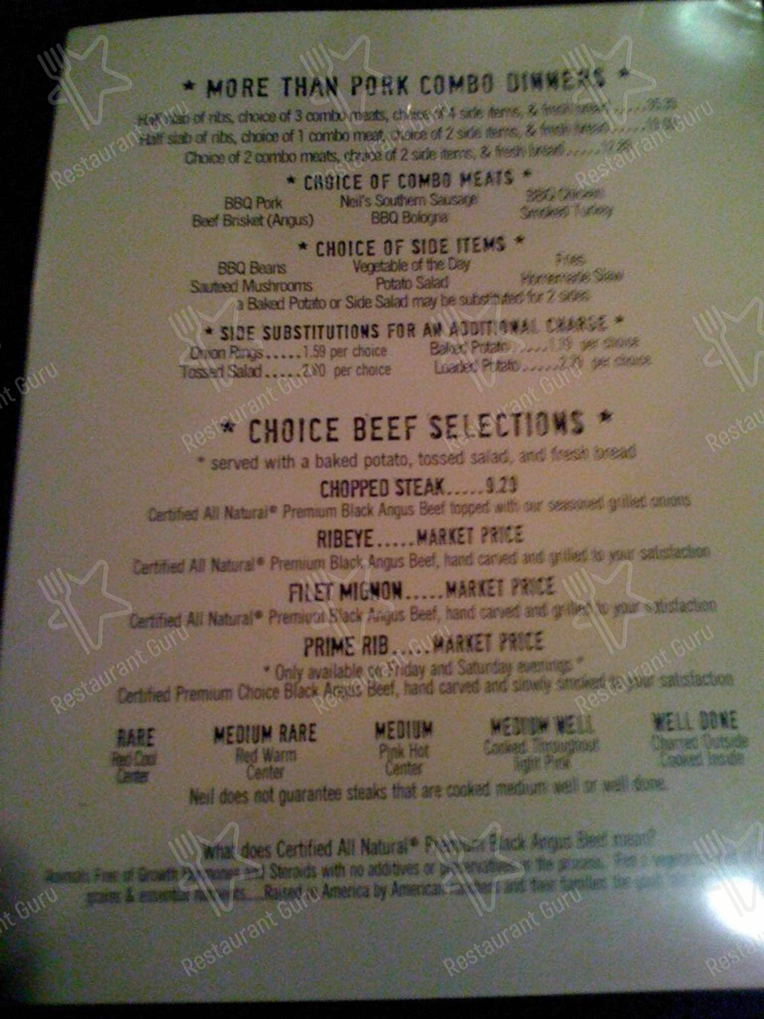 Menu at Timbers BBQ and Grill, Dyersburg