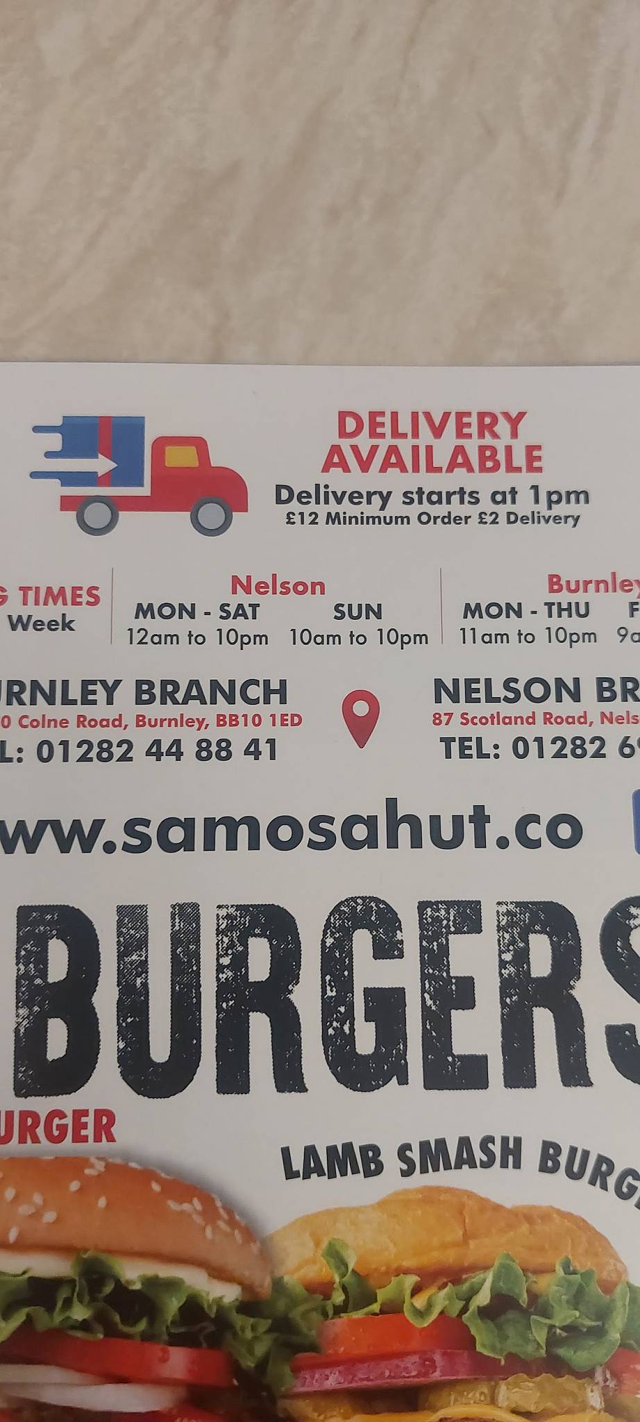 Menu at Samosa Hut fast food, Nelson