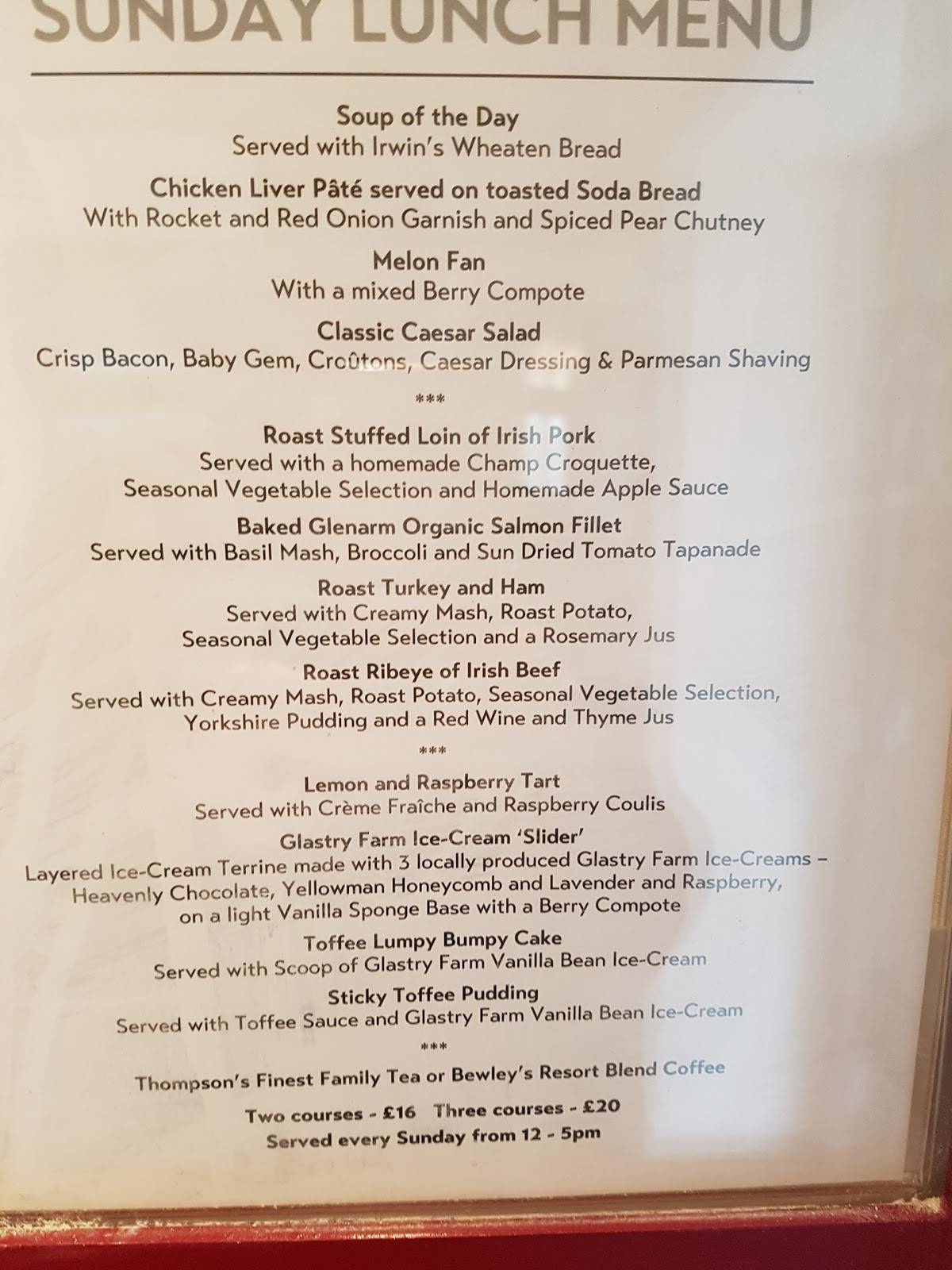 Menu at The Percy French restaurant, Newcastle, Downs Rd