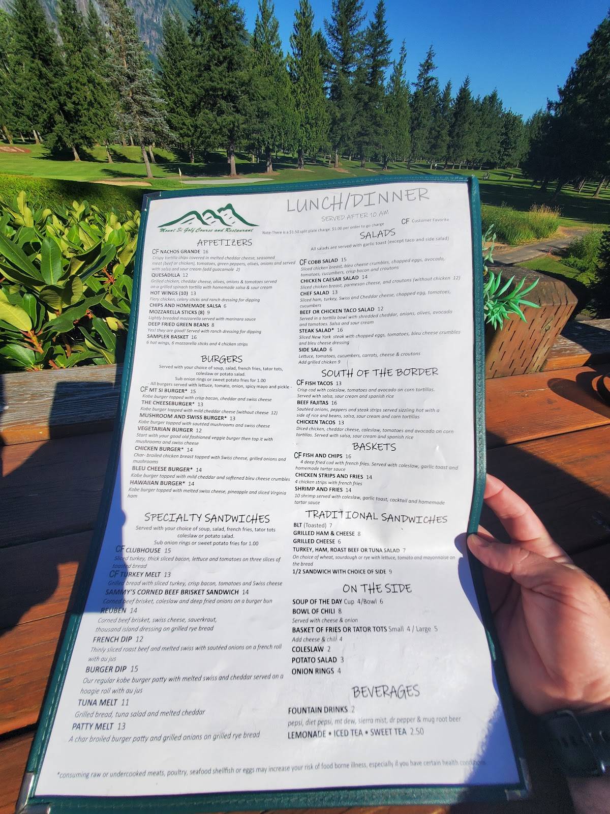 Menu at Mount Si Golf Course Restaurant, Snoqualmie