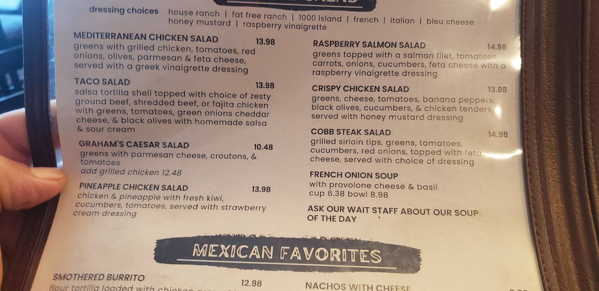 Menu at Graham's Grill & Pub, North Sioux City
