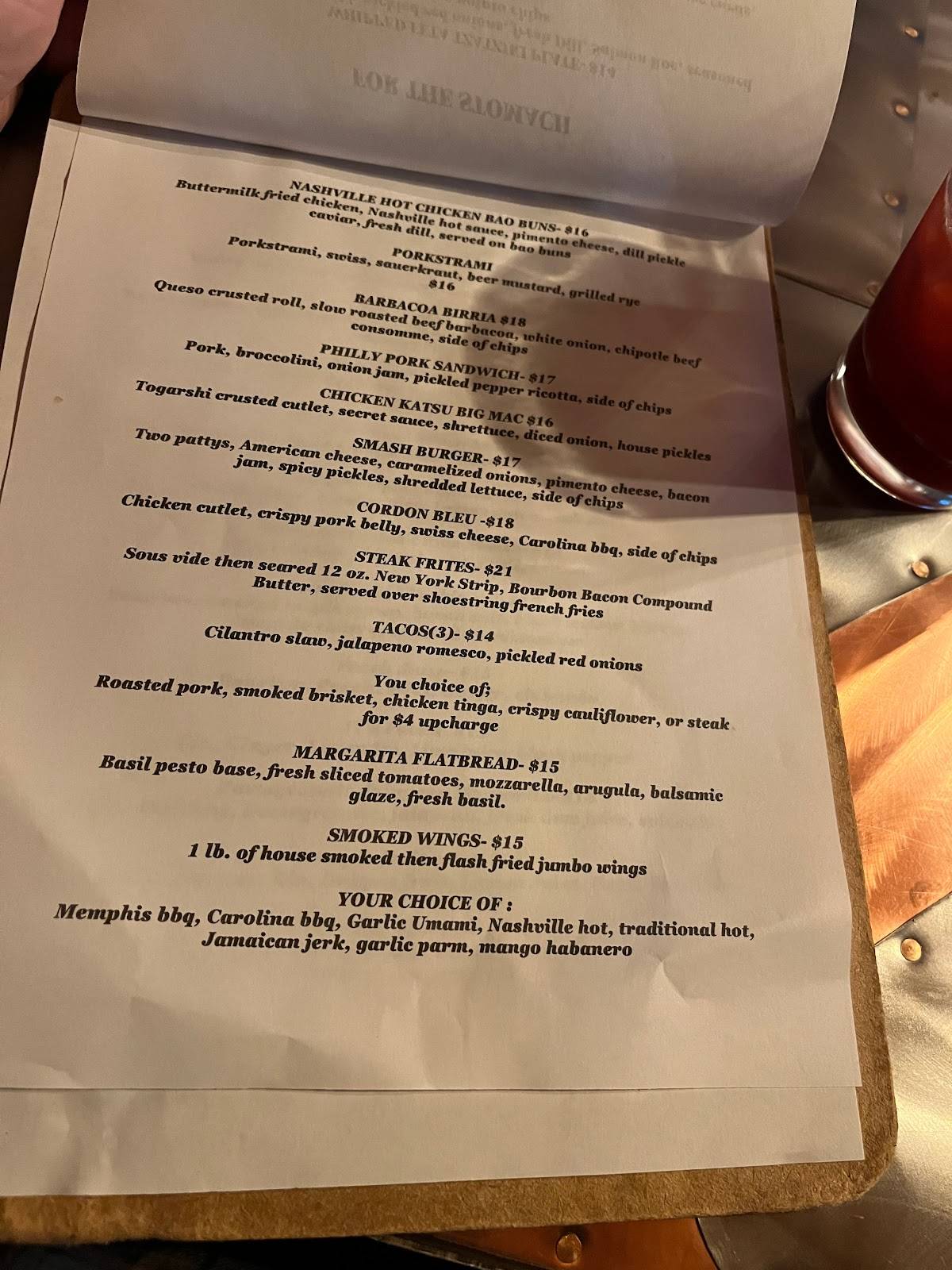 Menu at Notch Eight Craft House pub & bar, Jim Thorpe