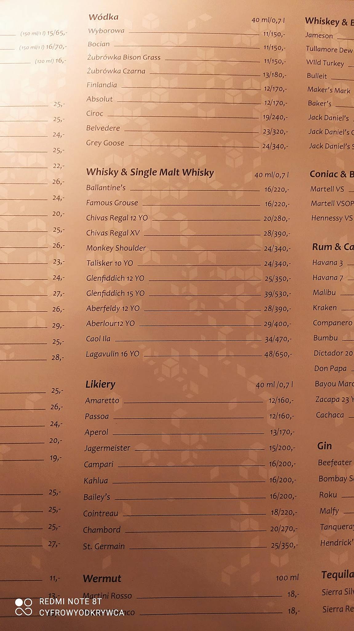 Menu at ORRO Restauracja & Bar, Szczecin, Arkońska 28