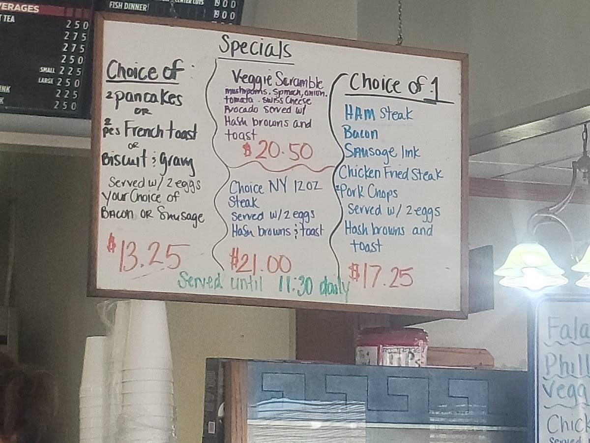 Menu at Pete's Place restaurant, Oakhurst
