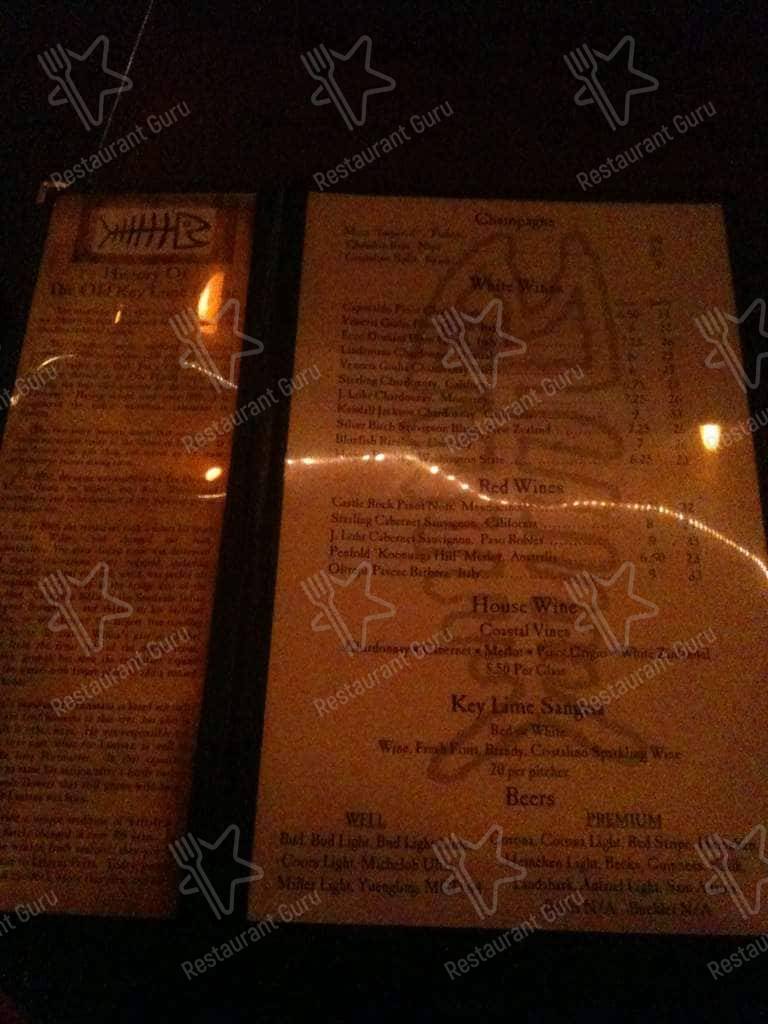 Menu at Old Key Lime House pub & bar, Lantana, 300 E Ocean Ave