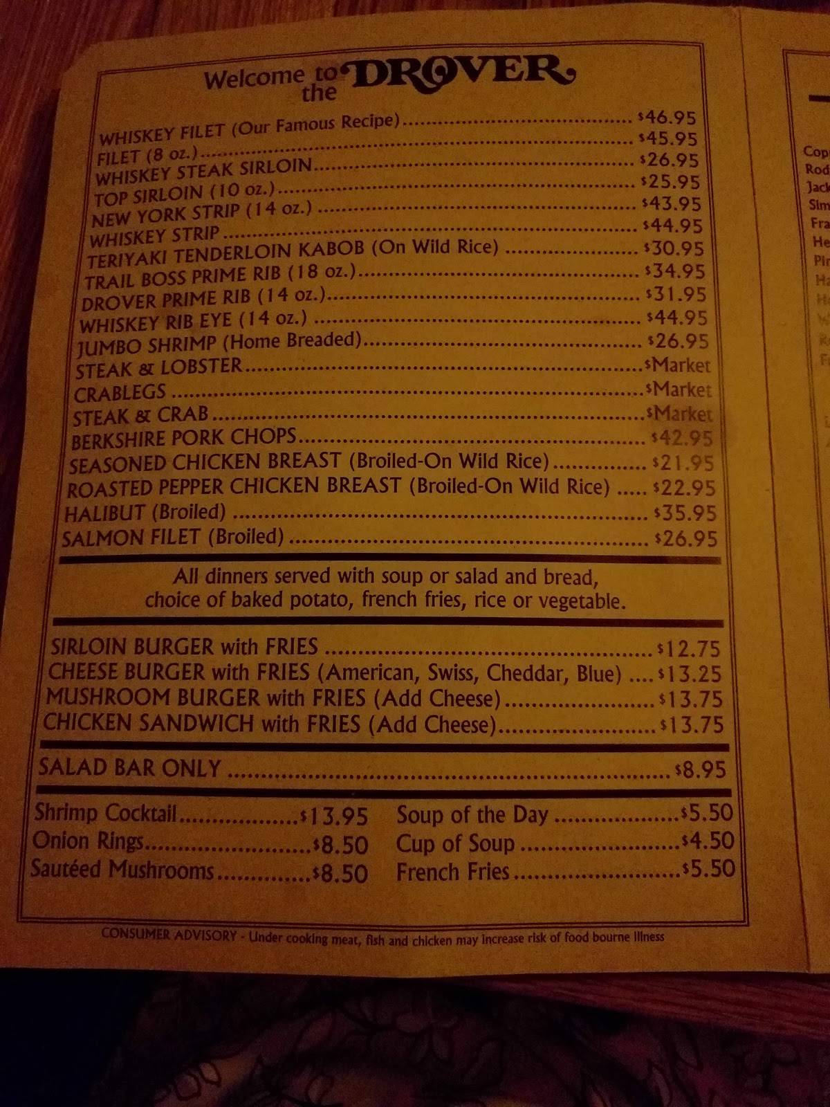 Menu at The Drover pub & bar, Omaha, S 73rd St