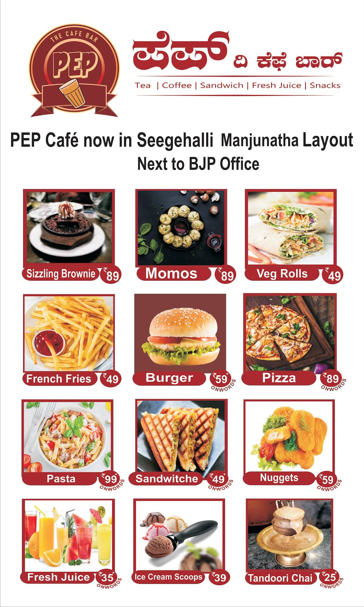 Menu at PEP THE CAFE Bar, Bengaluru