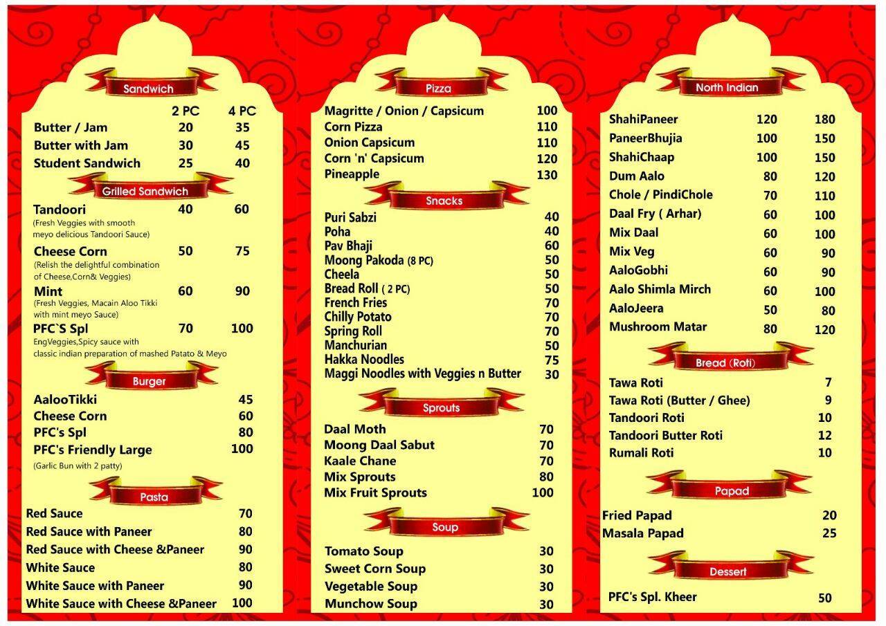 Menu at PFC Food Junction, Ghaziabad, Shop No.1 Jailesh Complex Opp God ...
