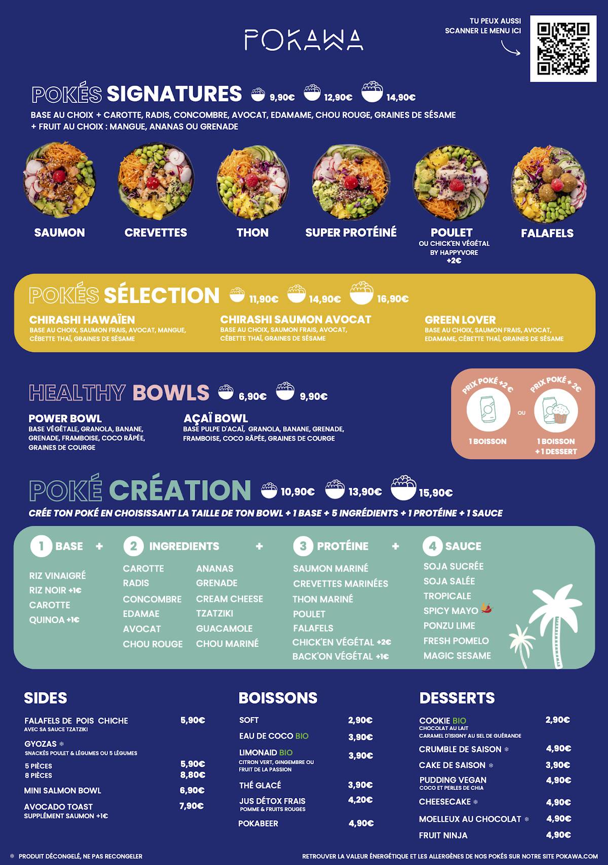 Menu au POKAWA Poké bowls restaurant, Les Sables-d'Olonne