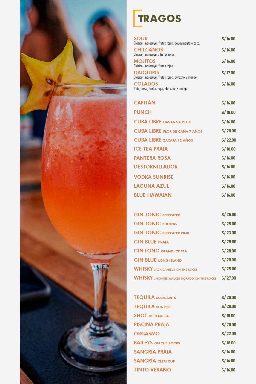 Menu at PRAIA Restaurante & Lounge, Pimentel District