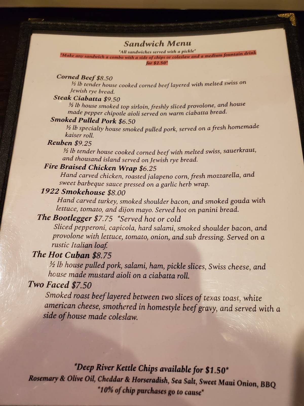 Menu at 1922 Coffee And Brew pub & bar, Painesville
