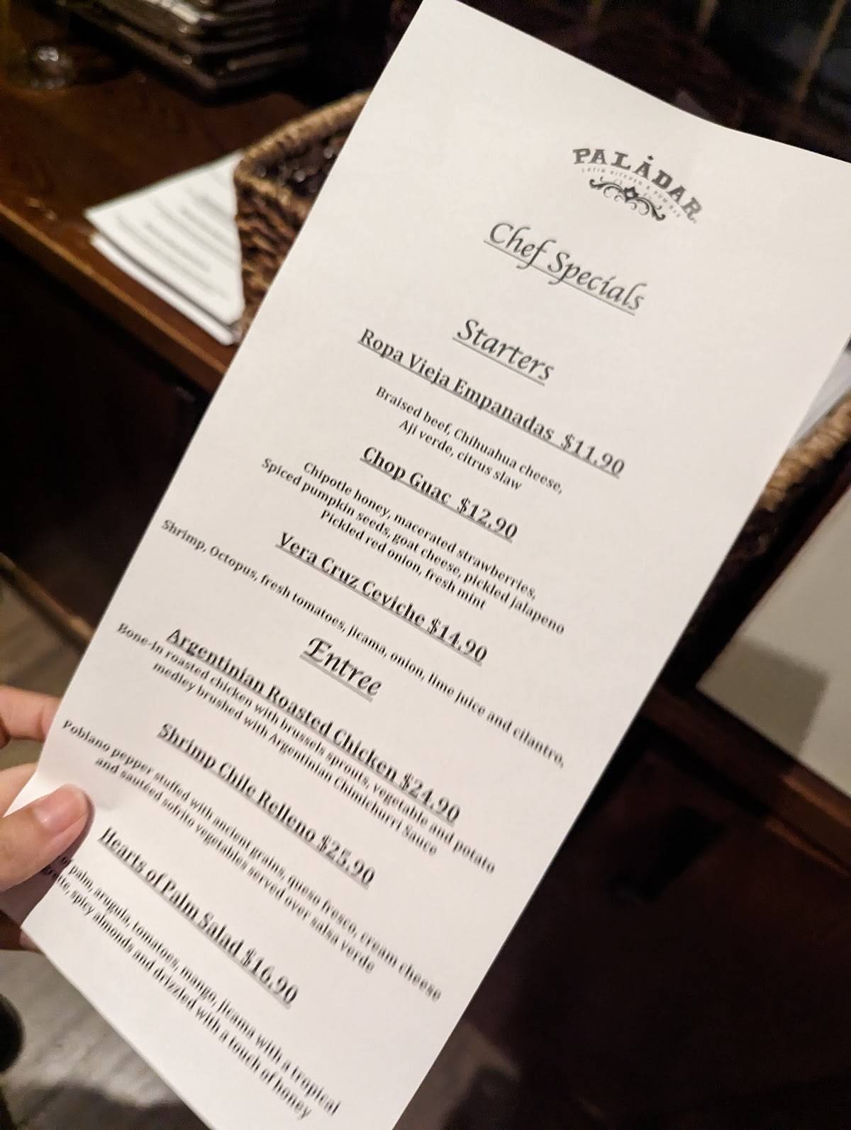 Menu at Paladar Latin Kitchen King of Prussia pub & bar, King of Prussia