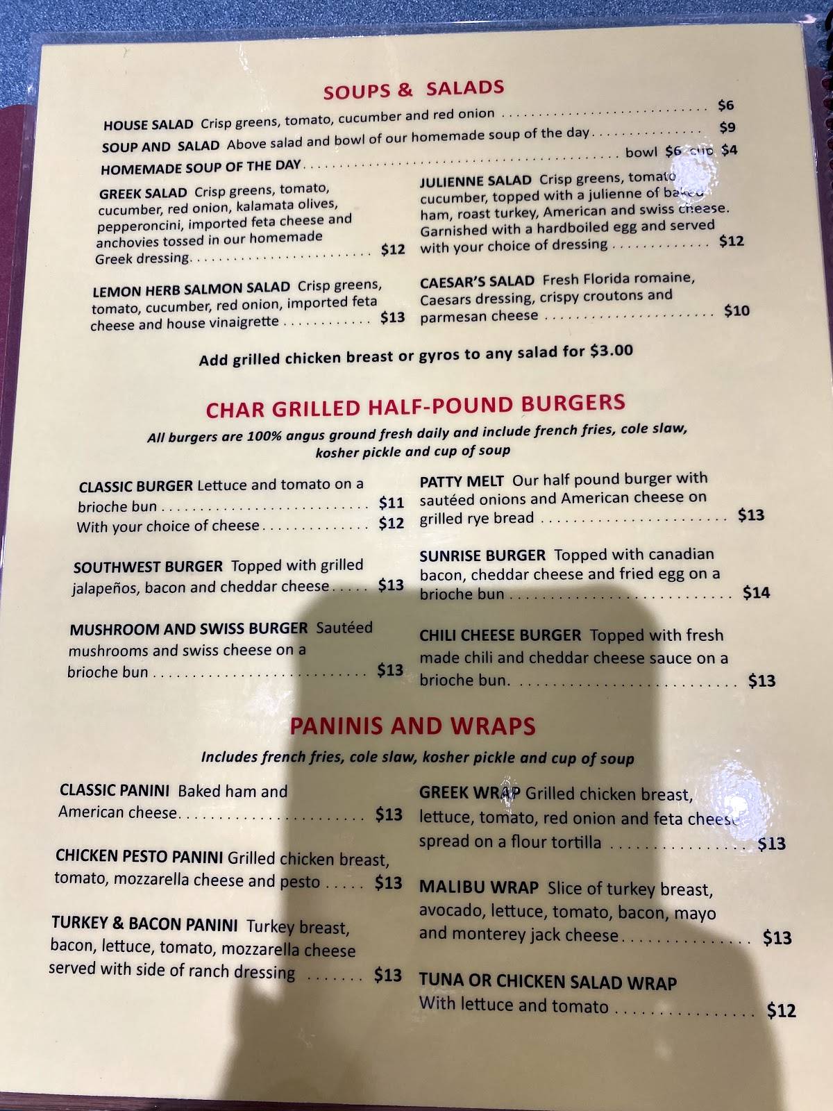 Menu at Lili's Cafe, Palm Beach Gardens