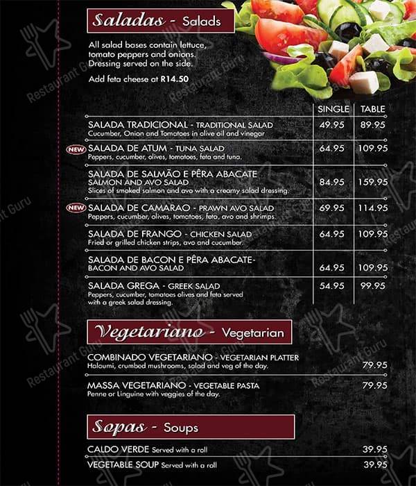 Menu at PapaBoa Benoni restaurant, Benoni