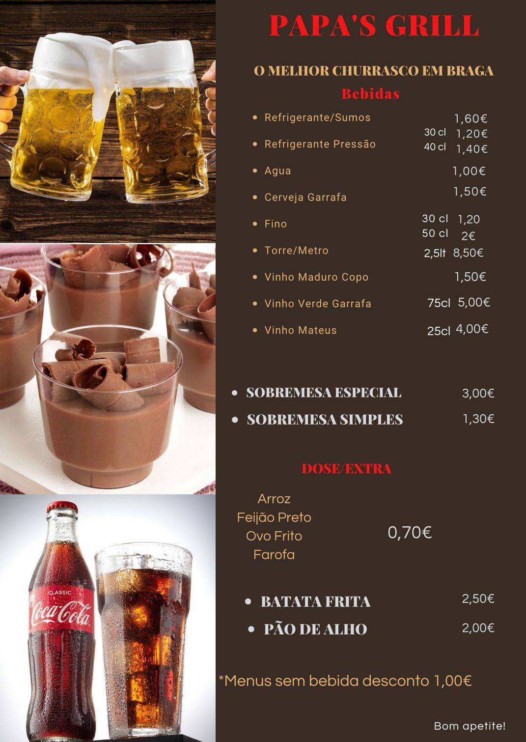 Menu em Papa's Grill Pt restaurante, Braga