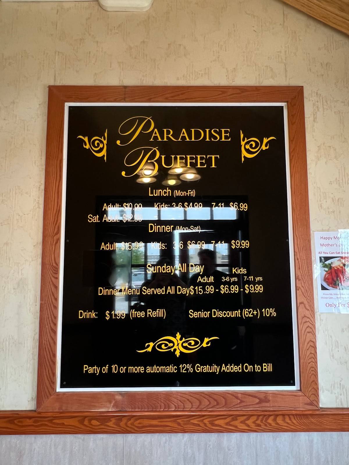 Menu at Paradise Buffet restaurant, Auburn
