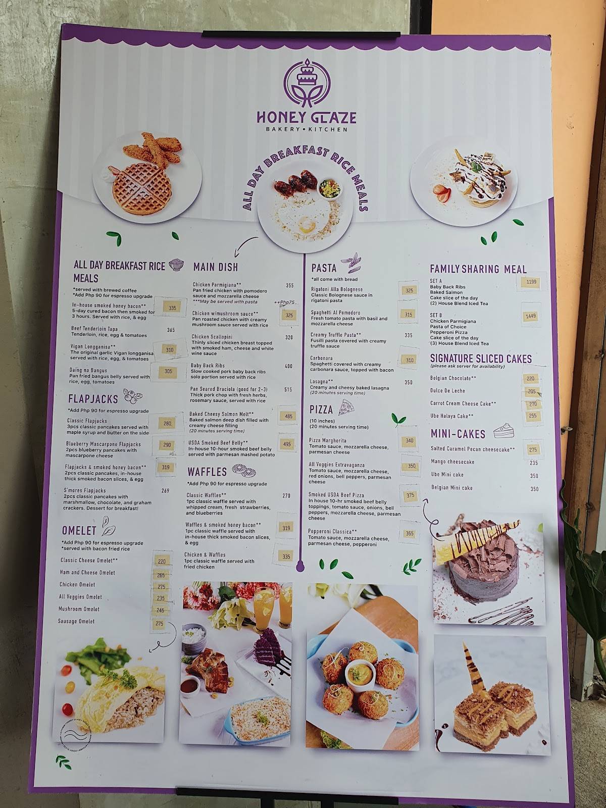 Menu at Honey Glaze Kitchen & Bakery, Parañaque