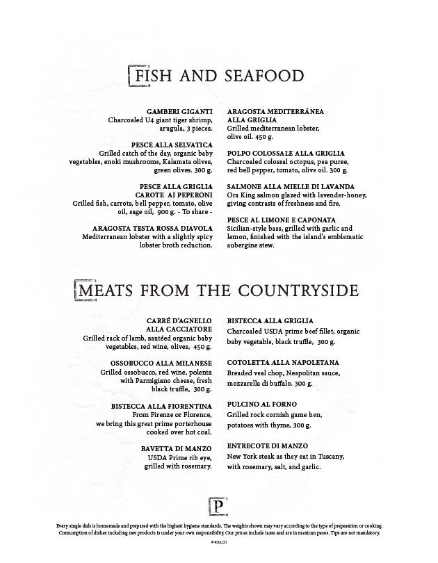 Carta de Parole Restaurante Italiano en Polanco, Ciudad López Mateos