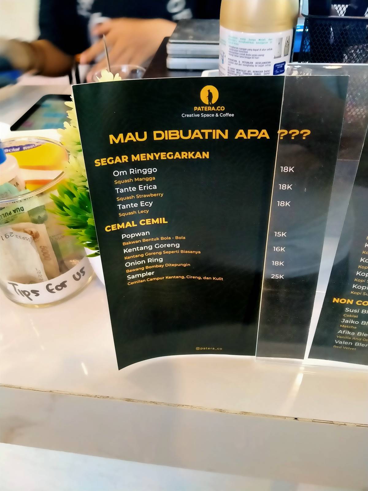 Menu at Patera.co cafe, Surabaya