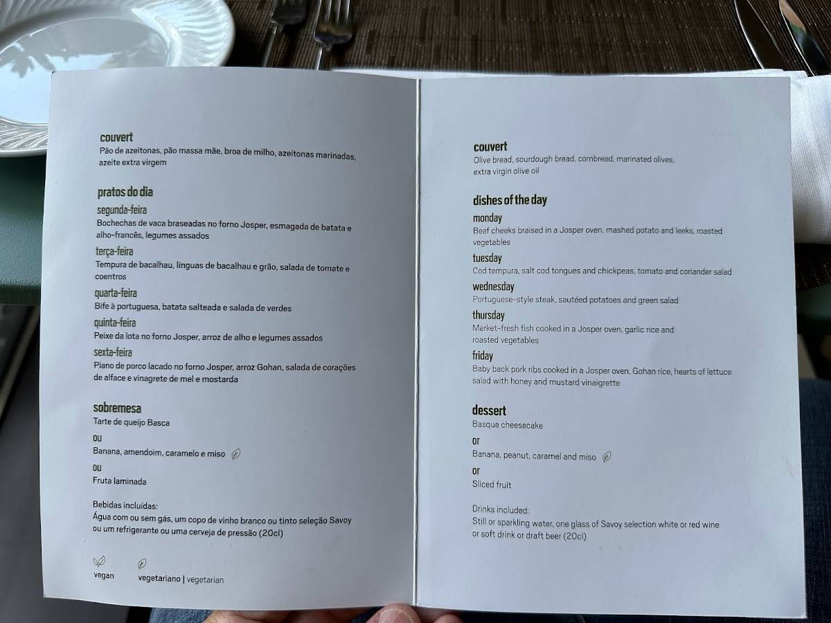 Carta de Pau de Lume restaurant, Funchal
