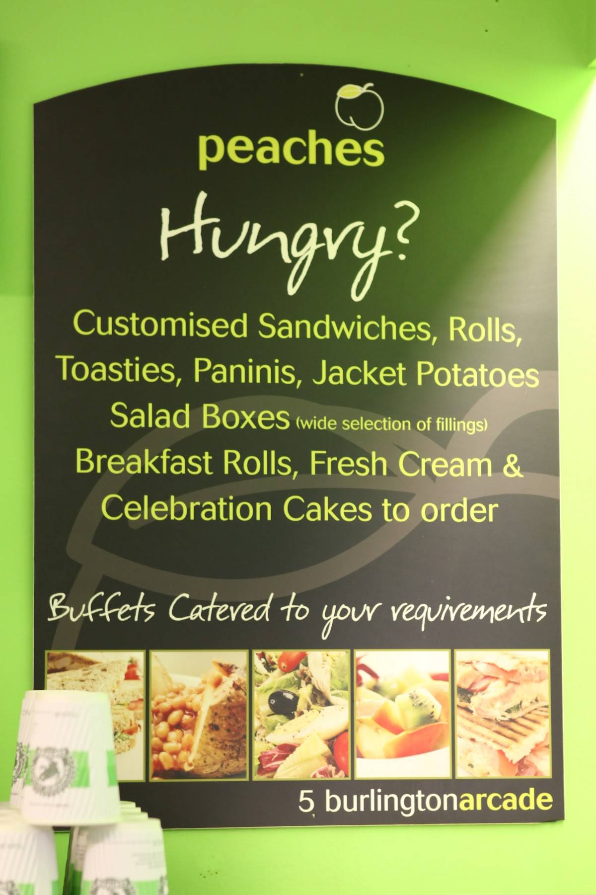 Menu at Peaches, Christchurch