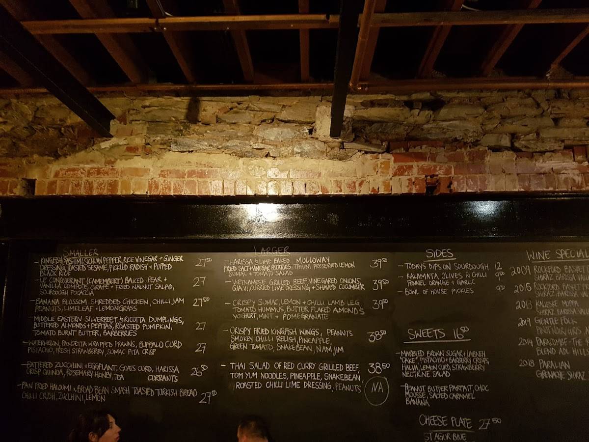 Menu at Peel St restaurant, Adelaide