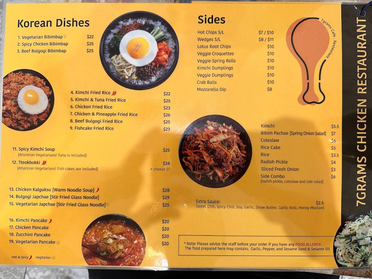 Menu at 7 Grams Restaurant, North Perth