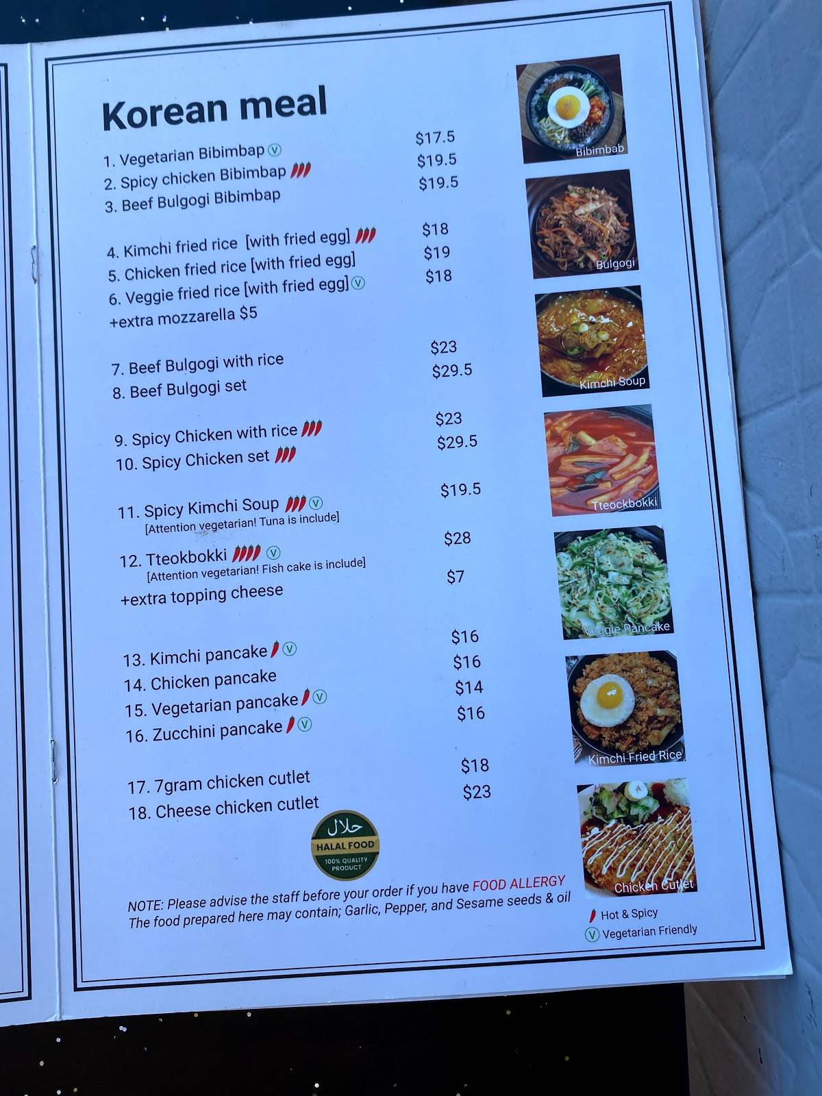 Menu at 7 Grams Restaurant, North Perth