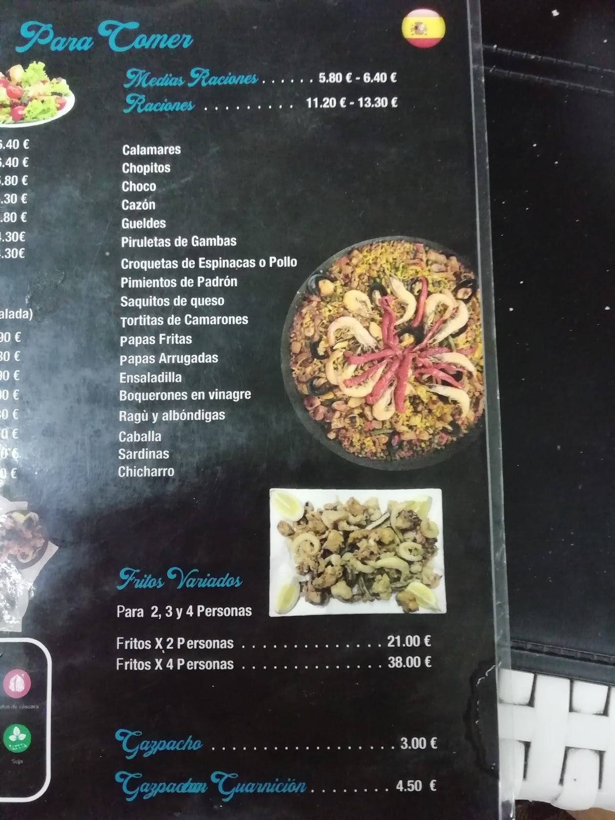 Menu at Pescaito los cristianos restaurant, Playa de las Américas
