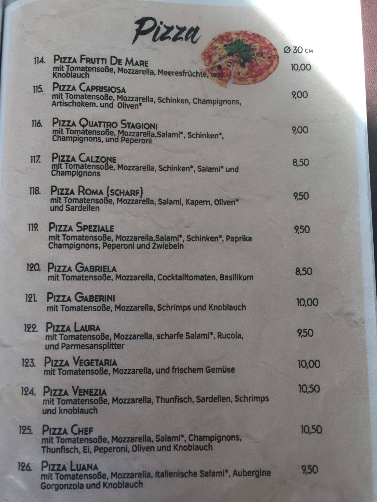Speisekarte von Pizzeria Bell‘ Italia, Gallmersgarten