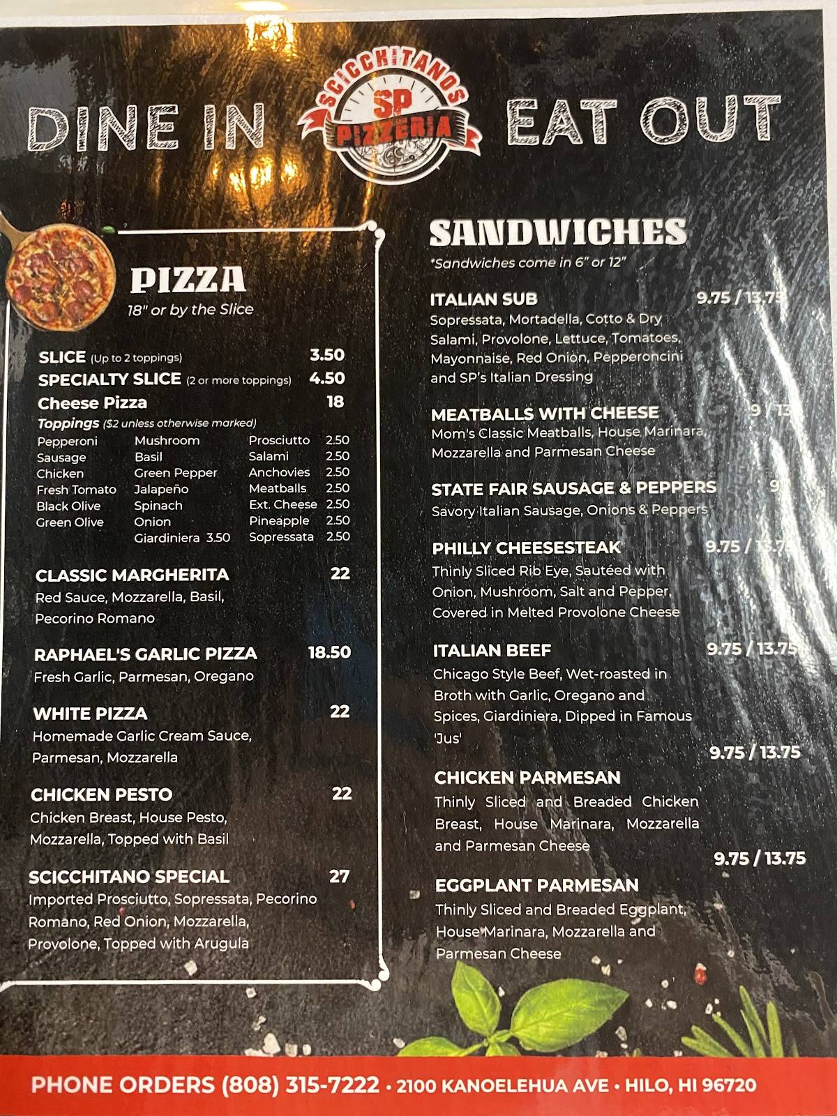 Menu at Hilo Pizza Company restaurant, Hilo, Kanoelehua Ave B-11