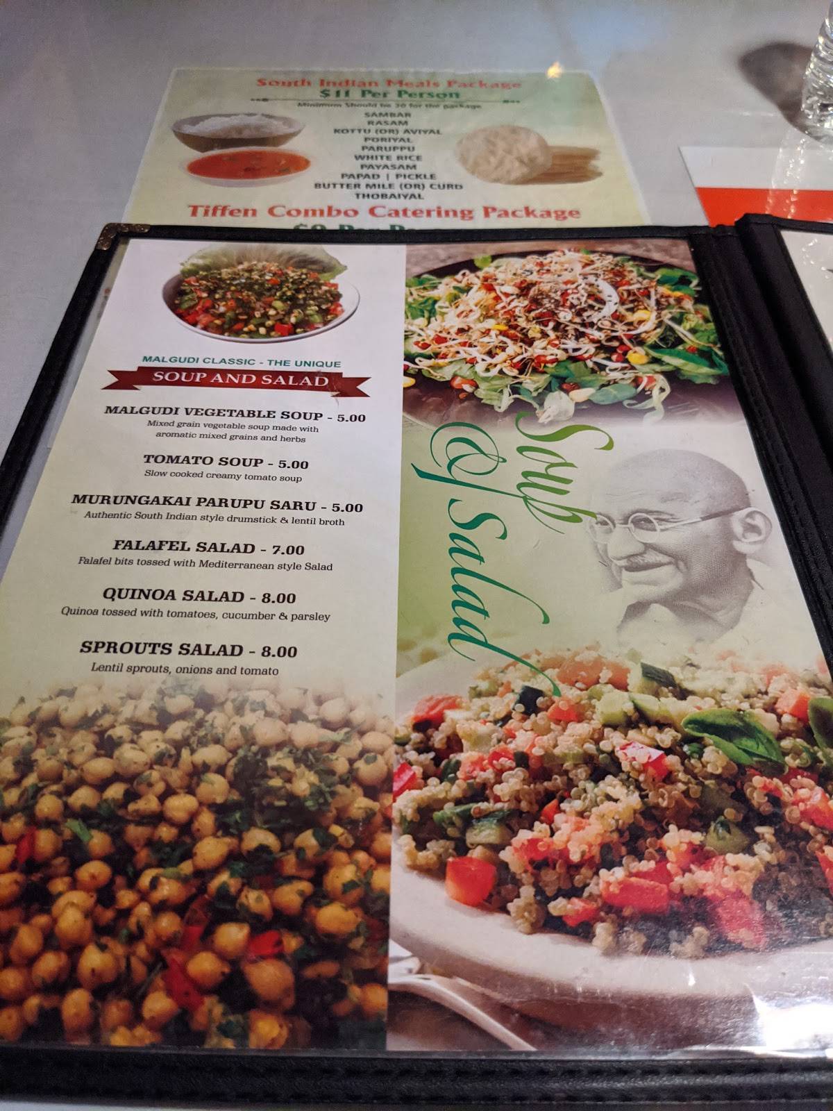 Menu at Malgudi Garden restaurant, Plano