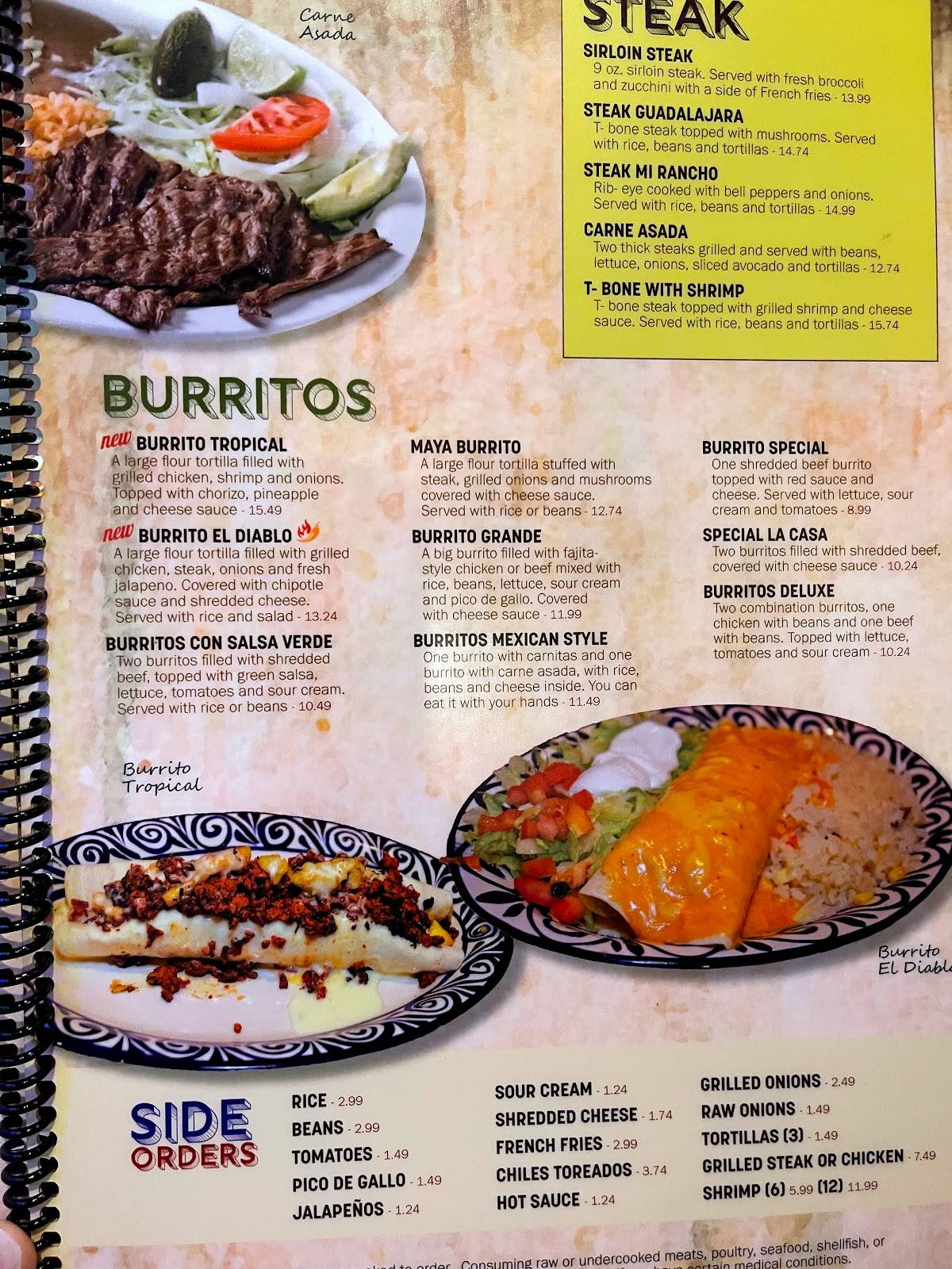 Menu at Plaza Maya restaurant, Charleston, Chesterfield Ave B
