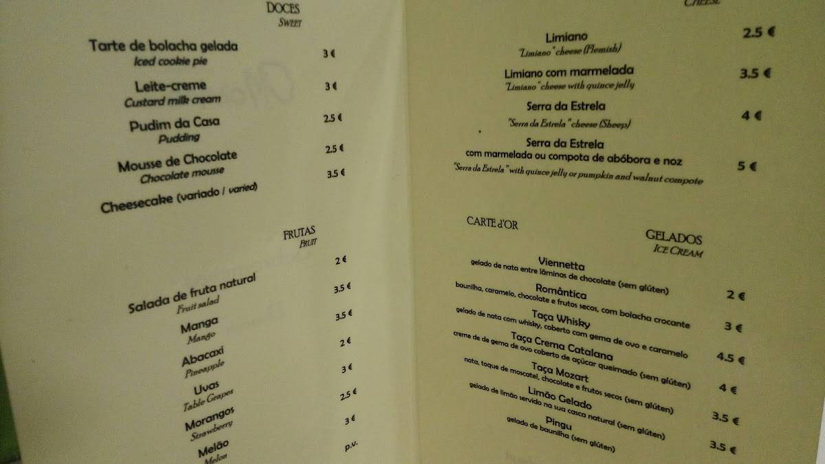 Menu em Restaurante O Moinho, Ponte da Barca