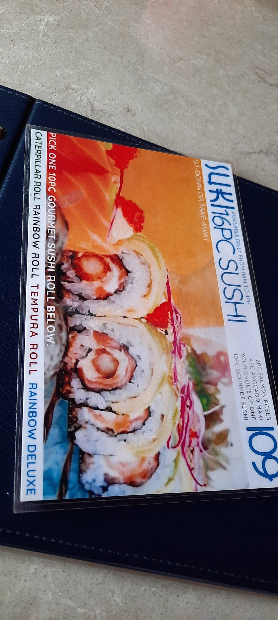 Menu at SUKI Sushi & Asian Cuisine restaurant, Port Elizabeth