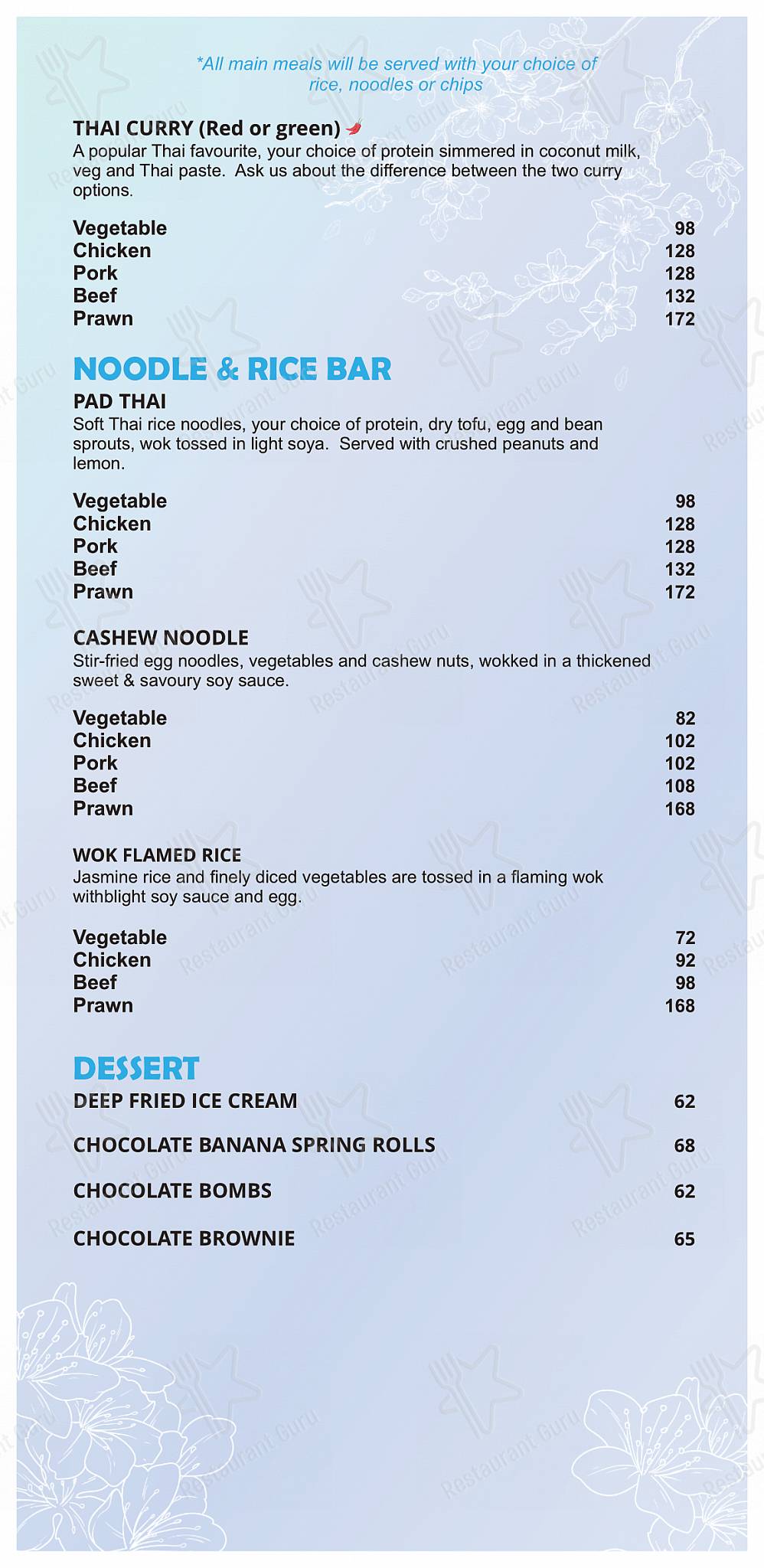 Menu at SUKI Sushi & Asian Cuisine restaurant, Port Elizabeth