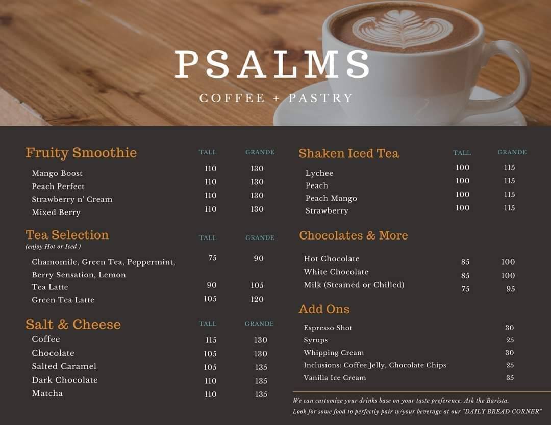 Carta de Psalms coffee tagum city, Taúm
