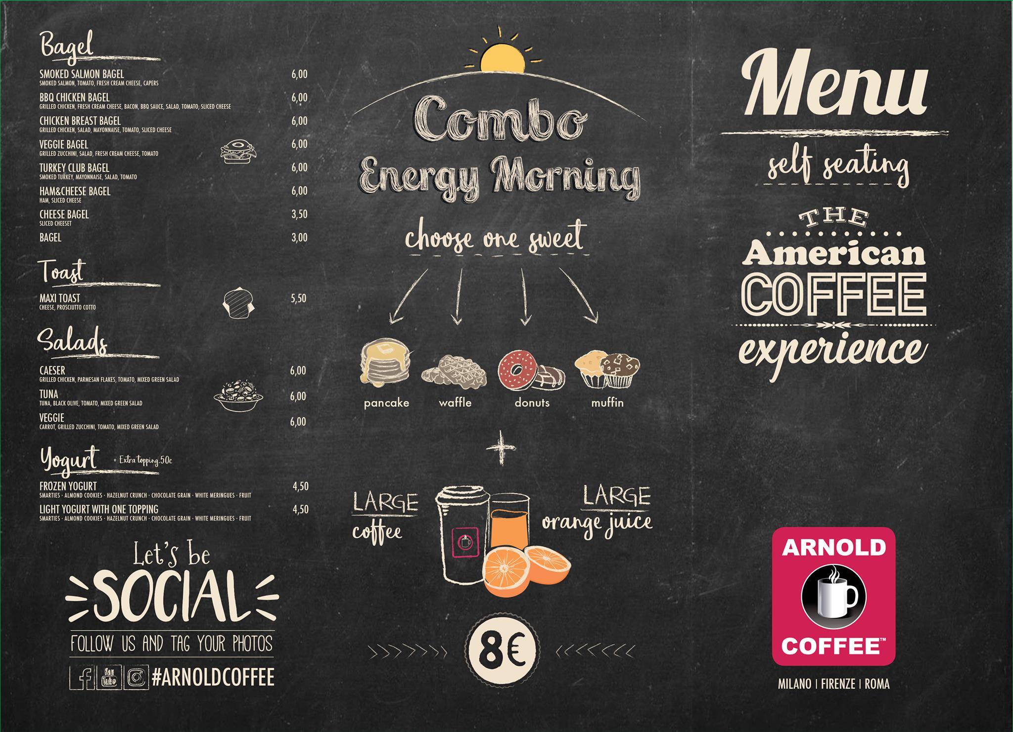 Menu at Arnold Coffee pub & bar, Florence, Piazza del Duomo