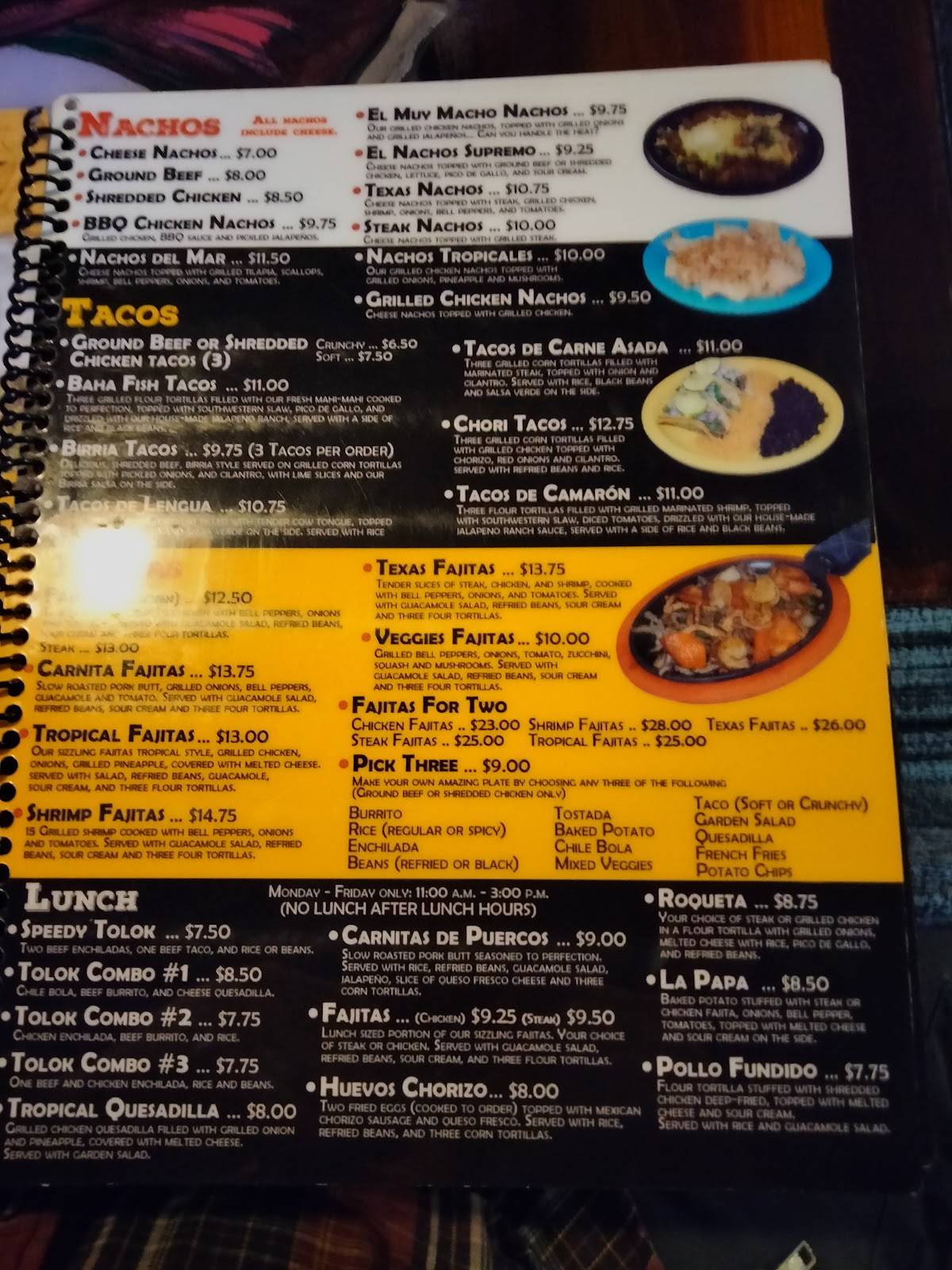 Menu at Blue Tolok Grill & Bar, Anderson
