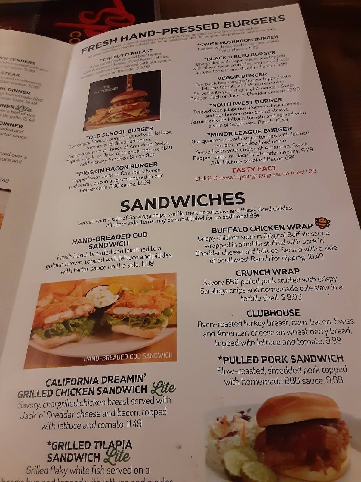 Menu at Butterbee's American Grille pub & bar, Mount Orab
