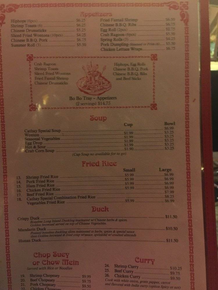 Menu at Cathay Imperial pub & bar, Metairie