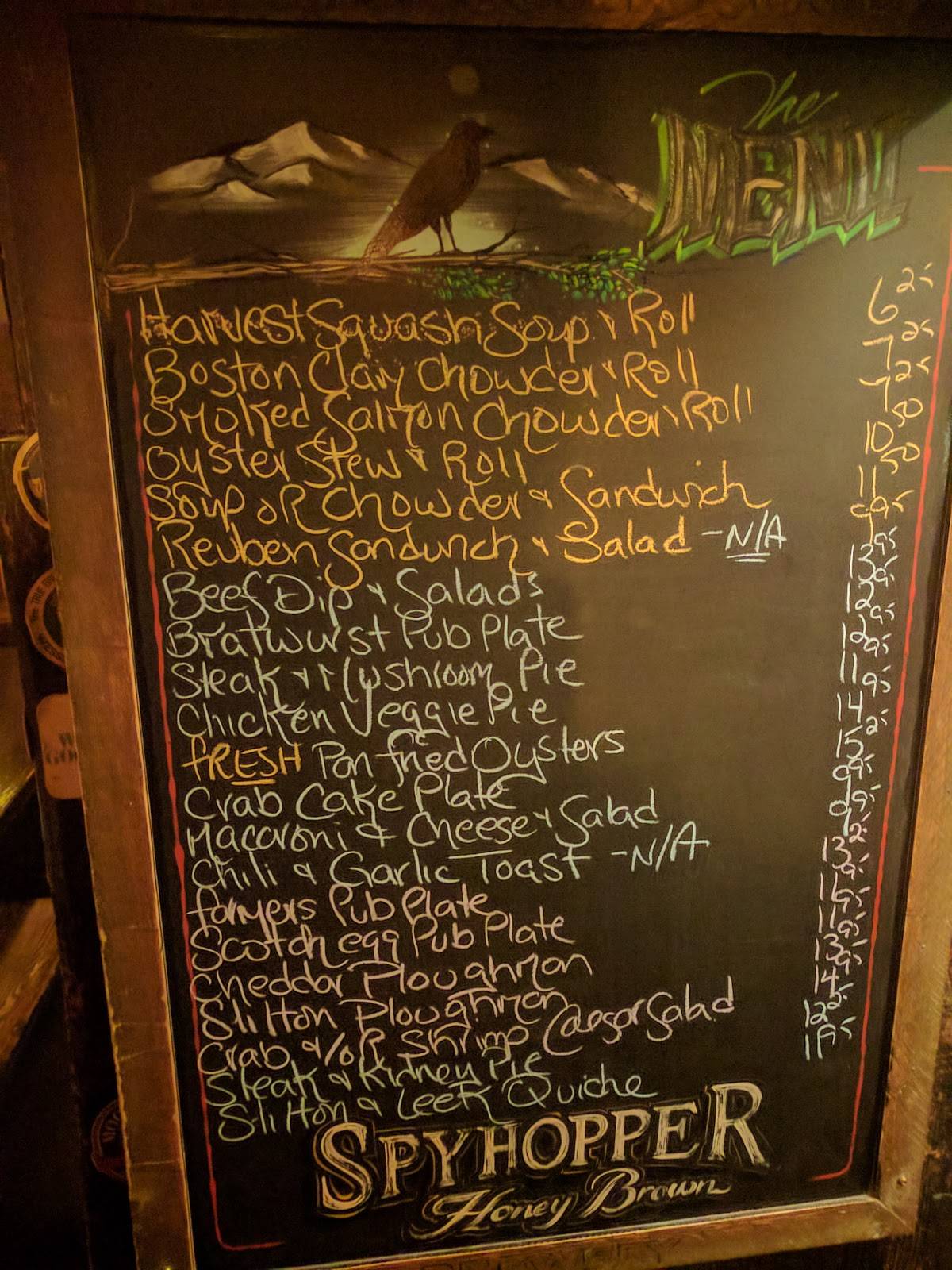 Menu at Crow & Gate Pub, Nanaimo