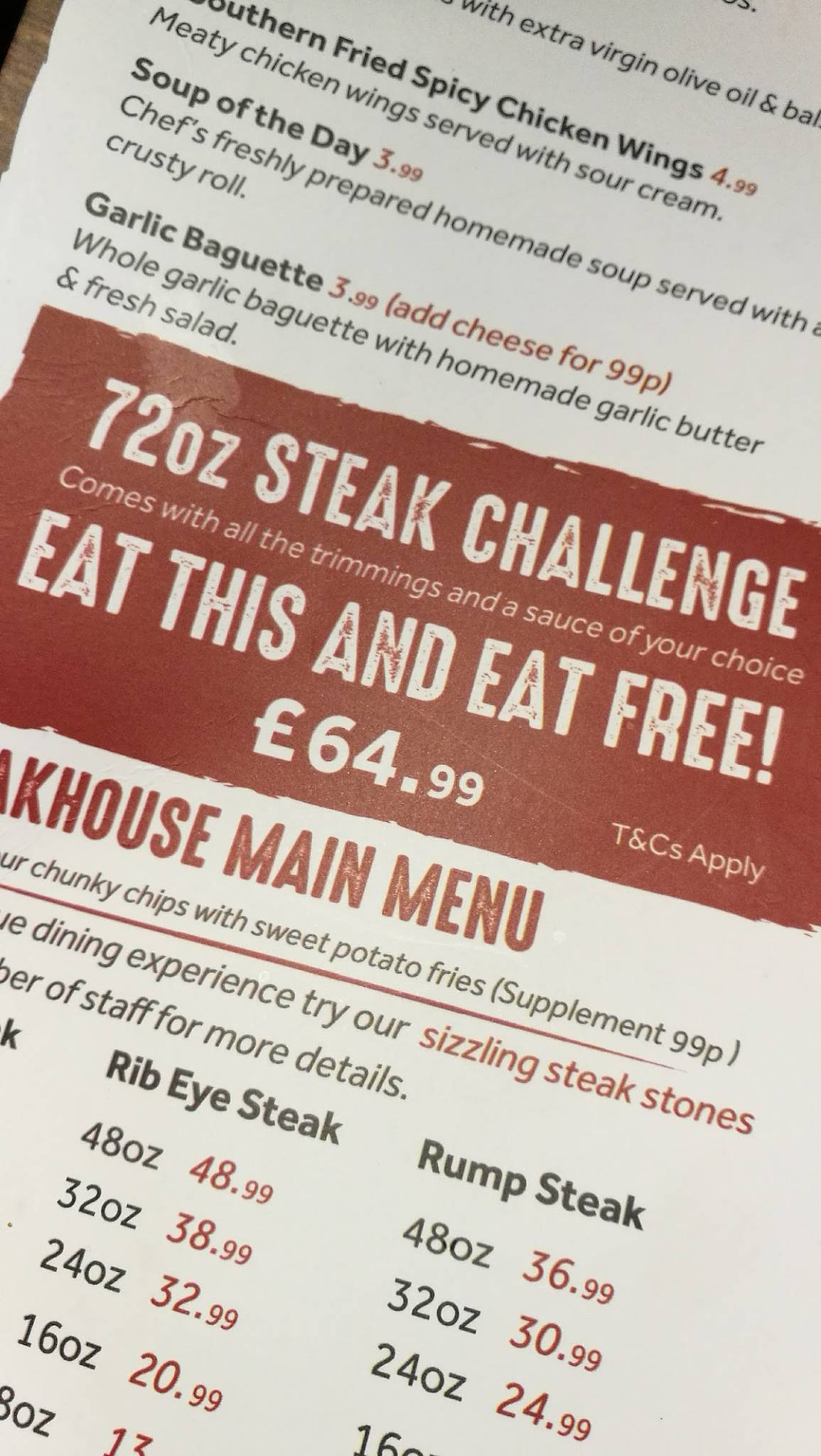 Menu at Double Barrel Steakhouse, Rotherham