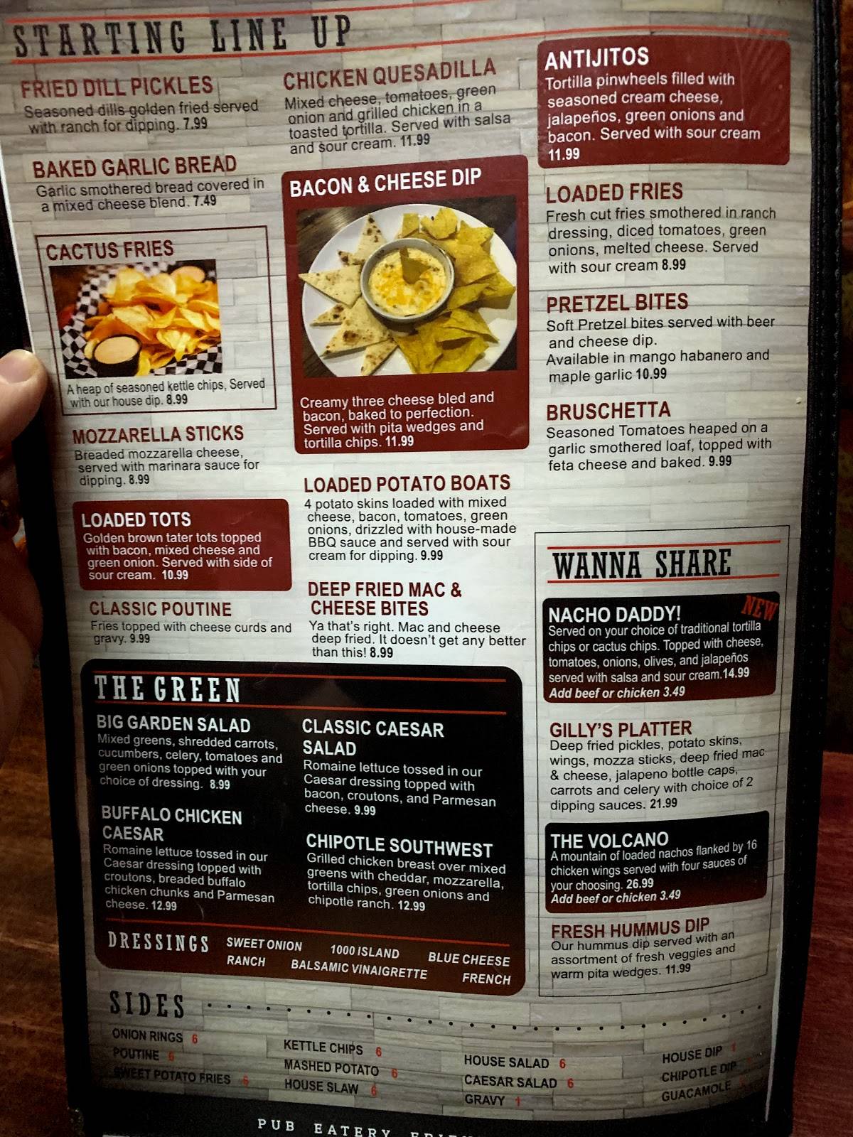 Menu at Gilly's Pubhouse Stratford, Stratford