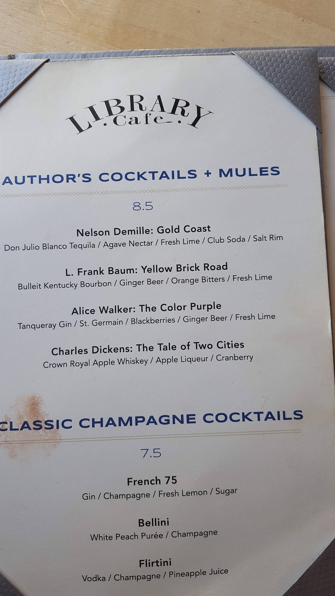Menu at Library Café pub & bar, Farmingdale
