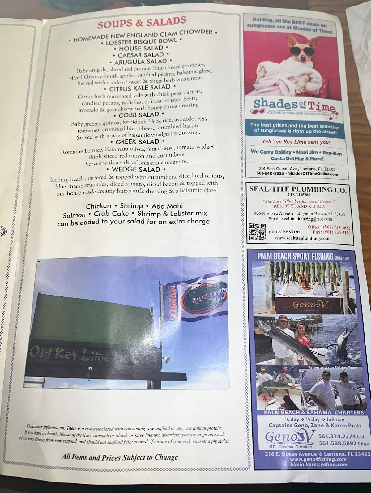Menu at Old Key Lime House pub & bar, Lantana, 300 E Ocean Ave