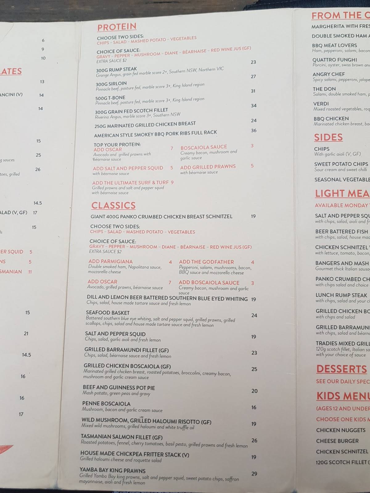 Menu at Peachtree Hotel pub & bar, Penrith